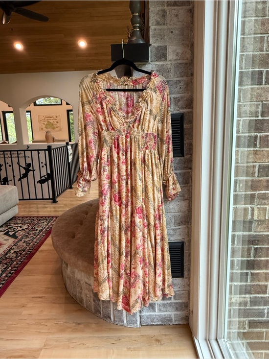 Free People | Dresses | Free People Lena Floral Midi Dress In Cream And ...